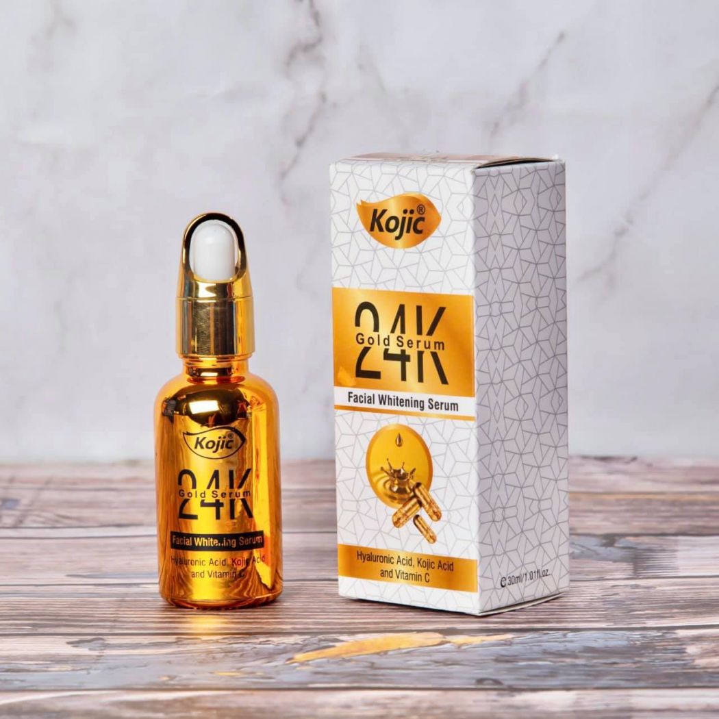 Kojic 24k Gold Whitening Serum - Kojic acid and Hyaluronic Acid infused ...